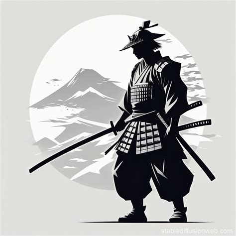 Samurai In Negative Space Manga Design Stable Diffusion Online