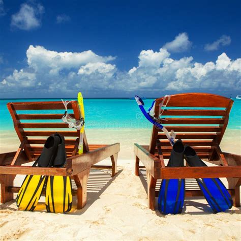 Happy Vacation At Paradise Relax On The White Sand Of Beach Stock