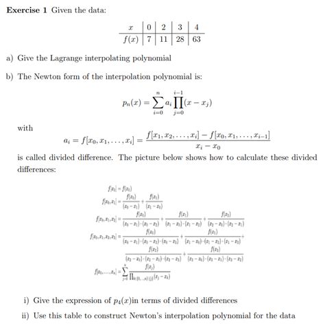 exercise 1 given the data a give the lagrange