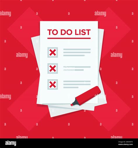 To Do List Icon Concept Planning Sign Design All Tasks Are Failed Paper Sheets With Red Cross