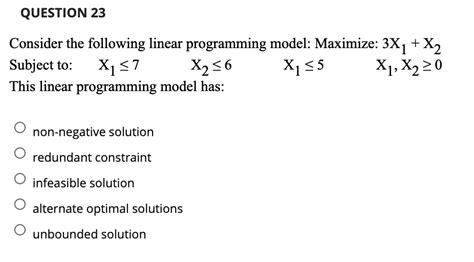 Solved Question 23 Consider The Following Linear Programming
