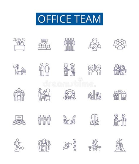 Office Team Line Icons Signs Set Design Collection Of Office Team Cooperation Workplace