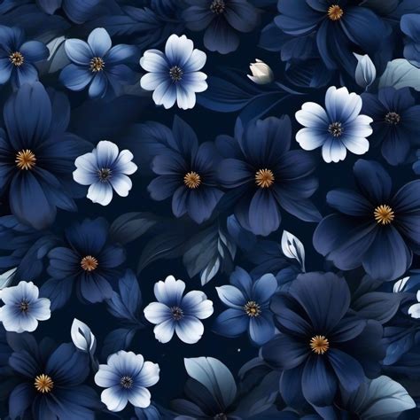 Flower Background Wallpaper Dark Blue Flower Wallpaper