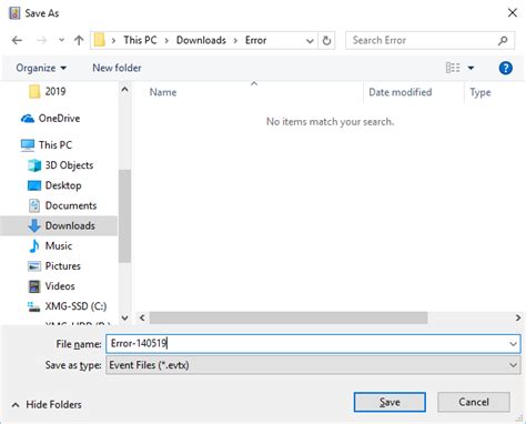 Saving Event Viewer Error Information To Evtx File