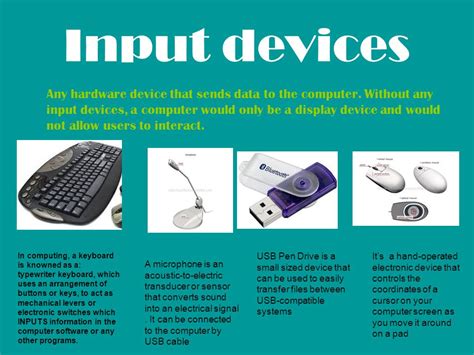 Input And Output Devices Input Ports Are Connections At The Back Of A
