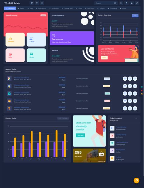 Amazing Horizontal Style Dark Bootstrap Admin Dashboard Of WebkitX