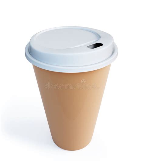 Realistic Blank Coffee Paper Cup With Lid Vector Illustration