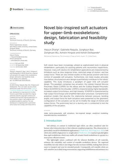 Pdf Novel Bio Inspired Soft Actuators For Upper Limb Exoskeletons Design Fabrication And