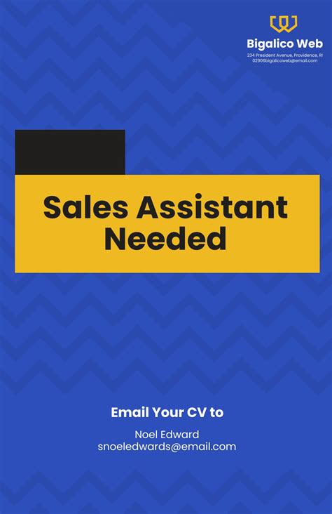 Sales Assistant Vacancy Template In Illustrator Word Psd Download