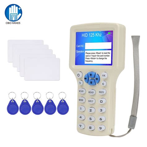 10 English Frequency RFID Copier Duplicator 125KHz Key Fob NFC Reader Writer 13 56MHz Encrypted