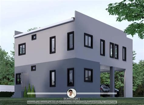 บ้านสองชั้นโมเดิร์น P 1336 แบบบ้านทรงกล่อง เรียบหรู 224 ตารางเมตร