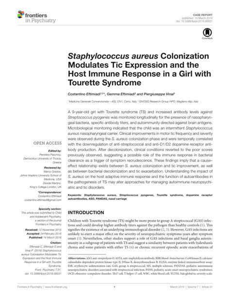Pdf Staphylococcus Aureus Colonization Modulates Tic Expression And The Host Immune Response