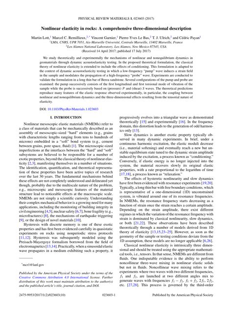 PDF Nonlinear Elasticity In Rocks A Comprehensive Three Dimensional Description