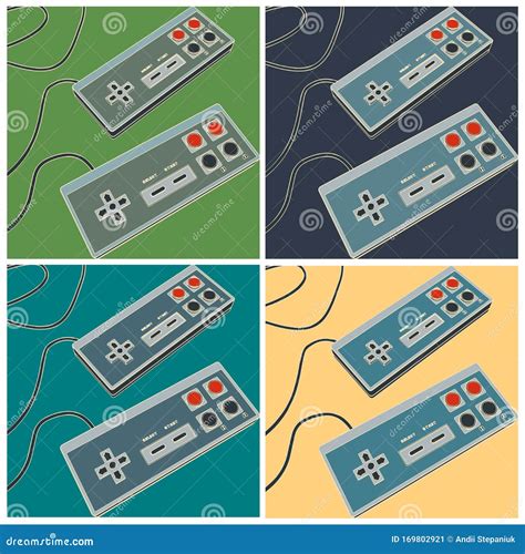 Retro Game Controllers Closeup Stock Vector Illustration Of Console Gamepad 169802921