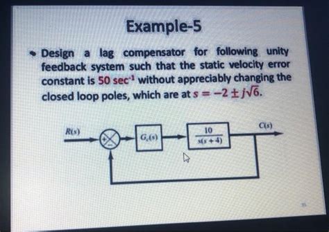 Solved Example 5 • Design A Lag Compensator For Following