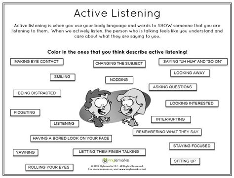 Active Listening Worksheets Active Listening Worksheets Download Free