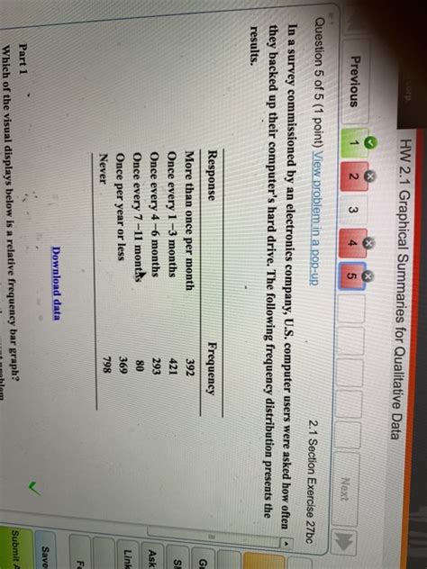 Solved Hw 21 Graphical Summaries For Qualitative Data