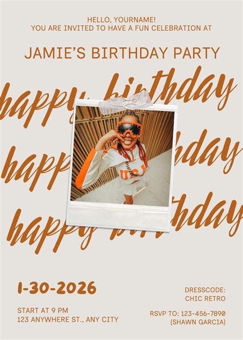 Custom Birthday Invitation Template Personalized Photo Birthday Invite Editable Canva Party
