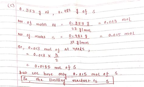 Solved 1for The Reaction Shown Find The Limiting Reactant For Each Of The Following Initial
