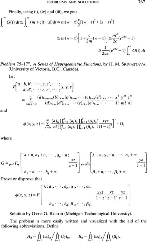 A Series Of Hypergeometric Functions H M Srivastava Siam Review