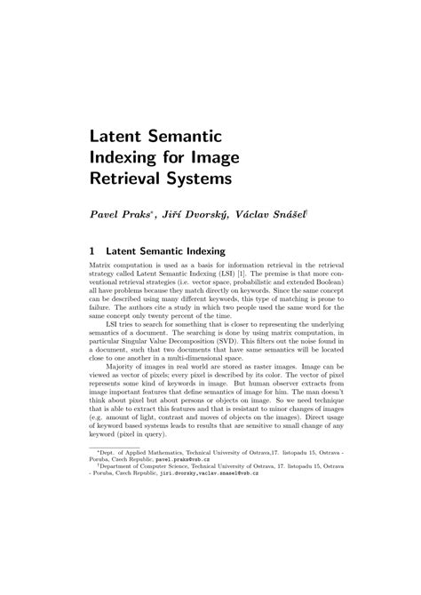 Pdf Latent Semantic Indexing For Image Retrieval Systems