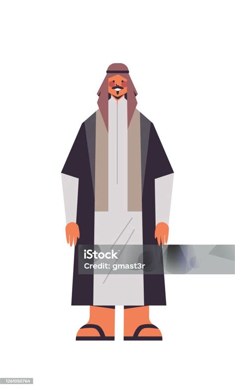 전통적인 옷 아랍 사업가 서 아랍 남자 포즈 남성 만화 캐릭터 전체 길이 가공의 인물에 대한 스톡 벡터 아트 및 기타 이미지 가공의 인물 개념 귀여운 Istock