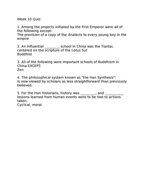 Civ201 Week 10 Quiz Quiz For Week 10 Week 10 Quiz The Following