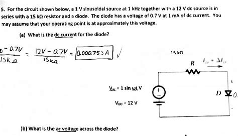 Solved For The Circuit Shown Below A 1v Sinusoidal Source