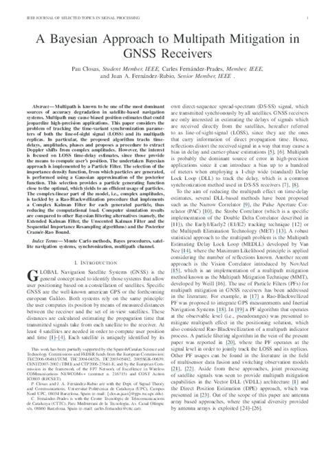 Pdf A Bayesian Approach To Multipath Mitigation In Gnss Receivers