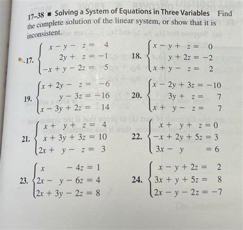 Solved 17 38 Solving A System Of Equations In Three