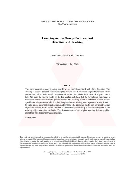 PDF Learning On Lie Groups For Invariant Detection And Tracking