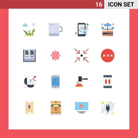 Mobile Interface Flat Color Set Of 16 Pictograms Of Decoration Open Mobile Education Server