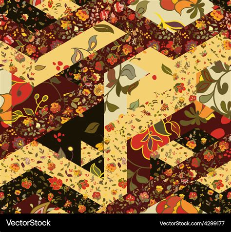 Patchwork Pattern With Flowers Royalty Free Vector Image