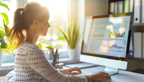 Business Analyst Comparing Benchmarking Data On A Desktop Computer With Charts And Graphs