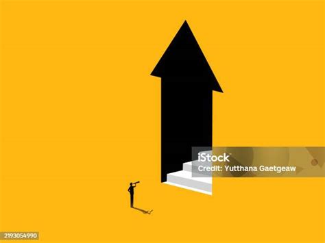 영감 비즈니스 기회 사업가는 위쪽을 가리키는 문 화살표에서 계단을 봅니다 변경에 대한 스톡 벡터 아트 및 기타 이미지 변경 리더십 방향 Istock