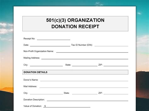 501 C 3 Donation Receipt 501 C 3 Donation Receipt Template 501 C 3 Donation Receipt Form