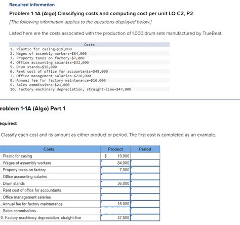 Solved Required Information Problem 1 1a Algo Classifying