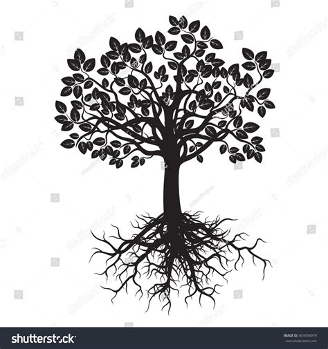 Black Tree Roots Vector Illustration Stock Vector Royalty Free 403056979 Shutterstock