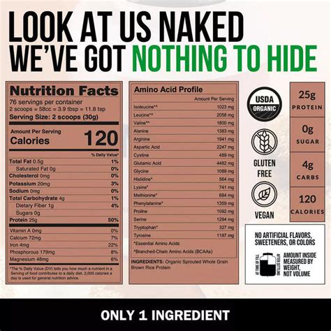 Organic Brown Rice Protein Powder Naked Rice 5lb Naked Nutrition