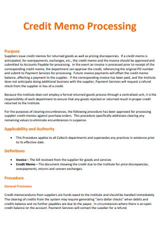 FREE Credit Memo Samples To Download