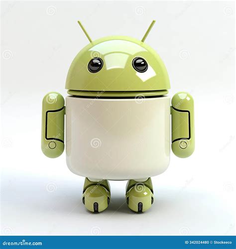 High Quality 3d Rendering Of Android On White Background Stock