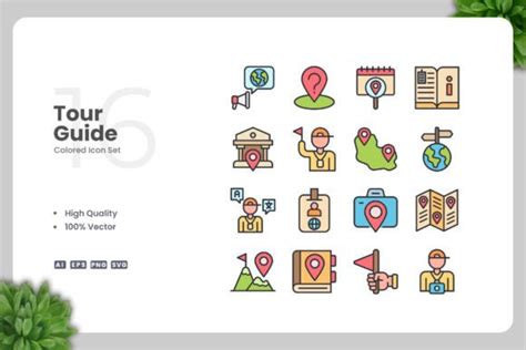 Tour Guide Colored Icons Graphic By Upnowgraphic · Creative Fabrica