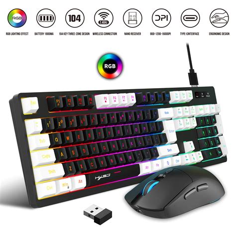 Rechargeable Wireless Keyboard Mouse Kit 2 4g Usb Rgb Backlight Keyboard And Gaming Mice Combos