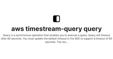 Aws Timestream Query Query Fig