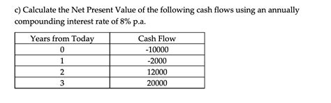 Solved C Calculate The Net Present Value Of The Following Chegg