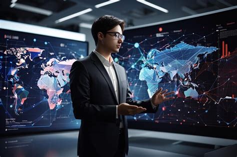 Premium Photo A Businessman Harnessing Ai Big Data Digital Neural