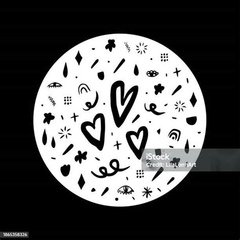 손으로 그린 기발한 하트 낙서 순진한 유치한 스케치 드로잉 낙서 구성 흑백 색상 크리 에이 티브 다양한 모양 요소 세트 0명에 대한 스톡 벡터 아트 및 기타 이미지 Istock