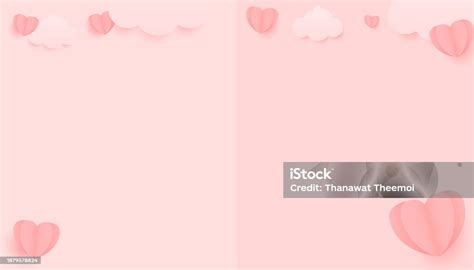 종이 하트와 구름 핑크 발렌타인 데이 배경의 벡터 그림입니다 0명에 대한 스톡 벡터 아트 및 기타 이미지 0명 2월