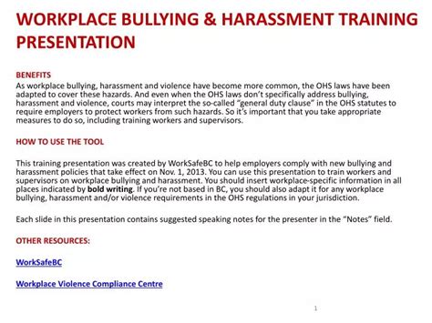 Ppt Workplace Bullying And Harassment Training Presentation Powerpoint Presentation Id2734777