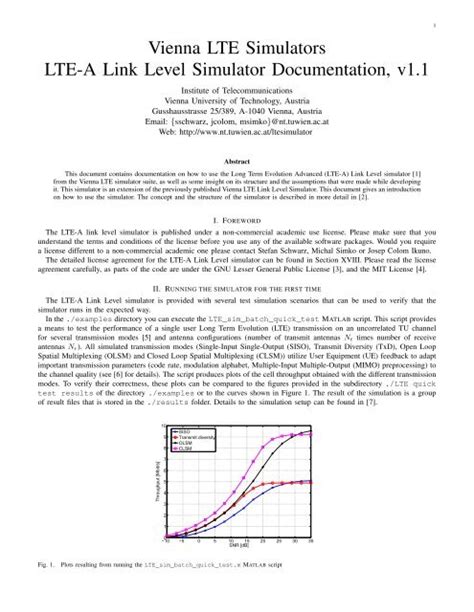 Vienna Lte A Simulators Link Level Simulator Documentation